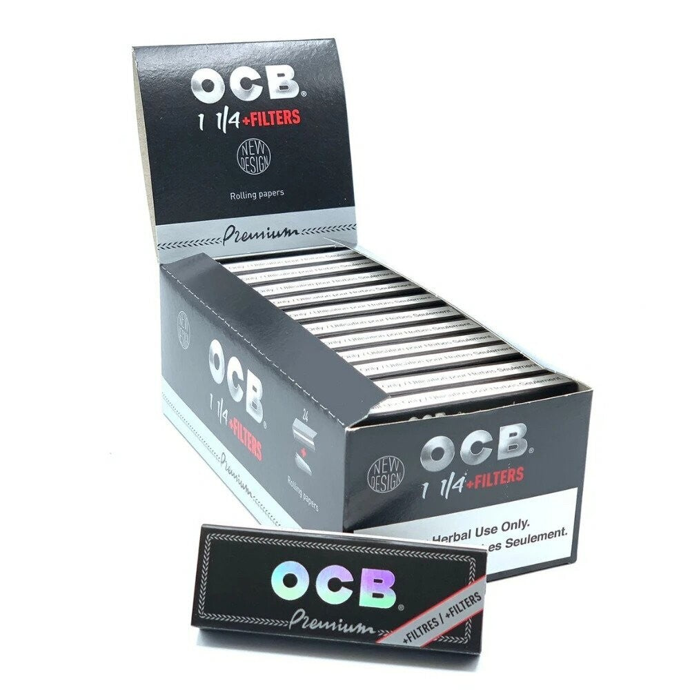 OCB Premium Black Rolling Papers 1 1/4 + Filters - 24 Pack Box – ZoomX International