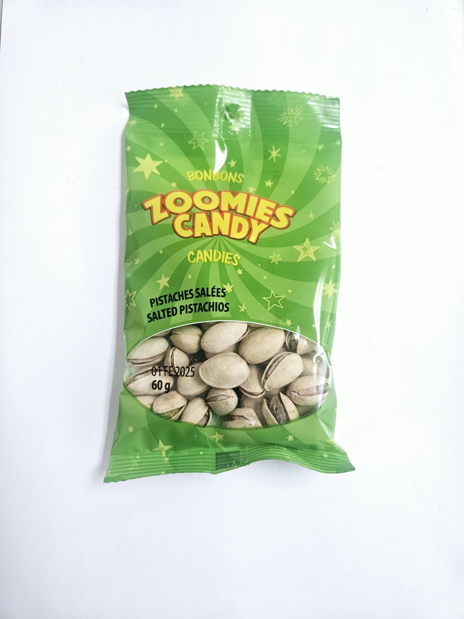 Zoomies Candy Dry Fruit (Salted Pistachios/ Pistaches Salees) 60g ...