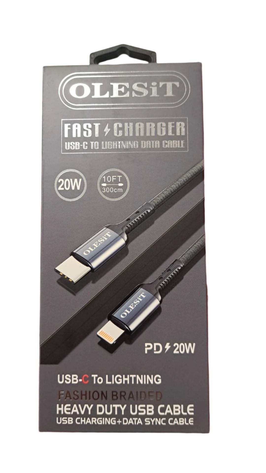 OLESIT USB-C TO I PHONE Fast Charger 10 FT Heavy Duty Cable 20W (# UNS ...