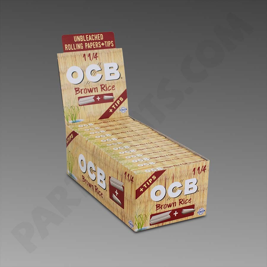 OCB BROWN RICE ROLLING PAPERS 1 1/4 +FILTER 24 PACK BOX – Zoom-X ...
