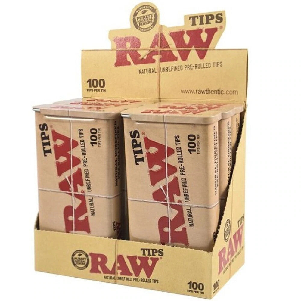 Raw Classic Pre-Rolled Tips - 6 Tins Per Box (100 Tips/ Tin Total - 60 ...