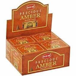 Hem Precious Amber Cones (10 Cones/ Pack, 12 Packs/ Display Box & Burn ...