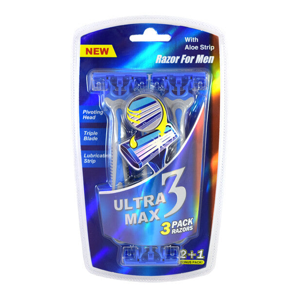 Ultra Max Razor 3 Pack Blue with Aloe Strip MEN (2+1 Bonus) – Zoom-X ...