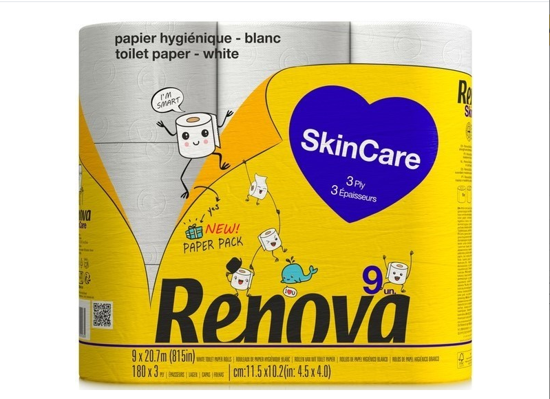 RENOVA TOILET PAPER SKINCARE 9 ROLL WHITE – Zoom-X International