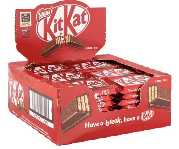 Kit Kat Regular Chocolate Candy Bar 48 x 45g - 4 Fingers Milk Chocolat ...